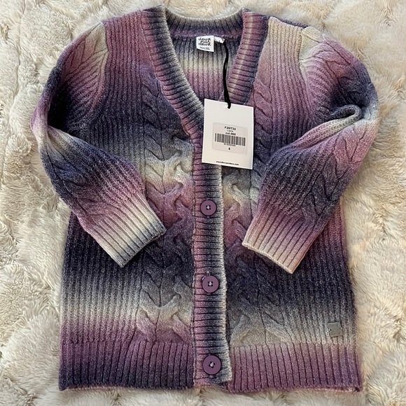 Shirts & Tops | Girl Lavender Gradient Knitted Cable Long Cardigan Sz 6 ...